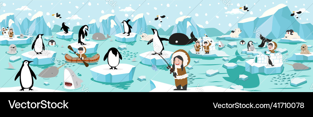 North pole arctic cartoon landscape Royalty Free Vector