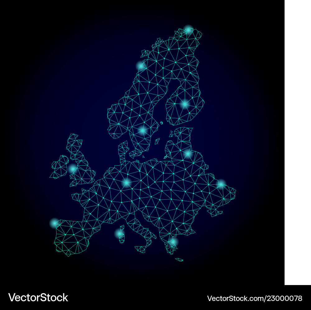 Polygonal network mesh map euro union Royalty Free Vector