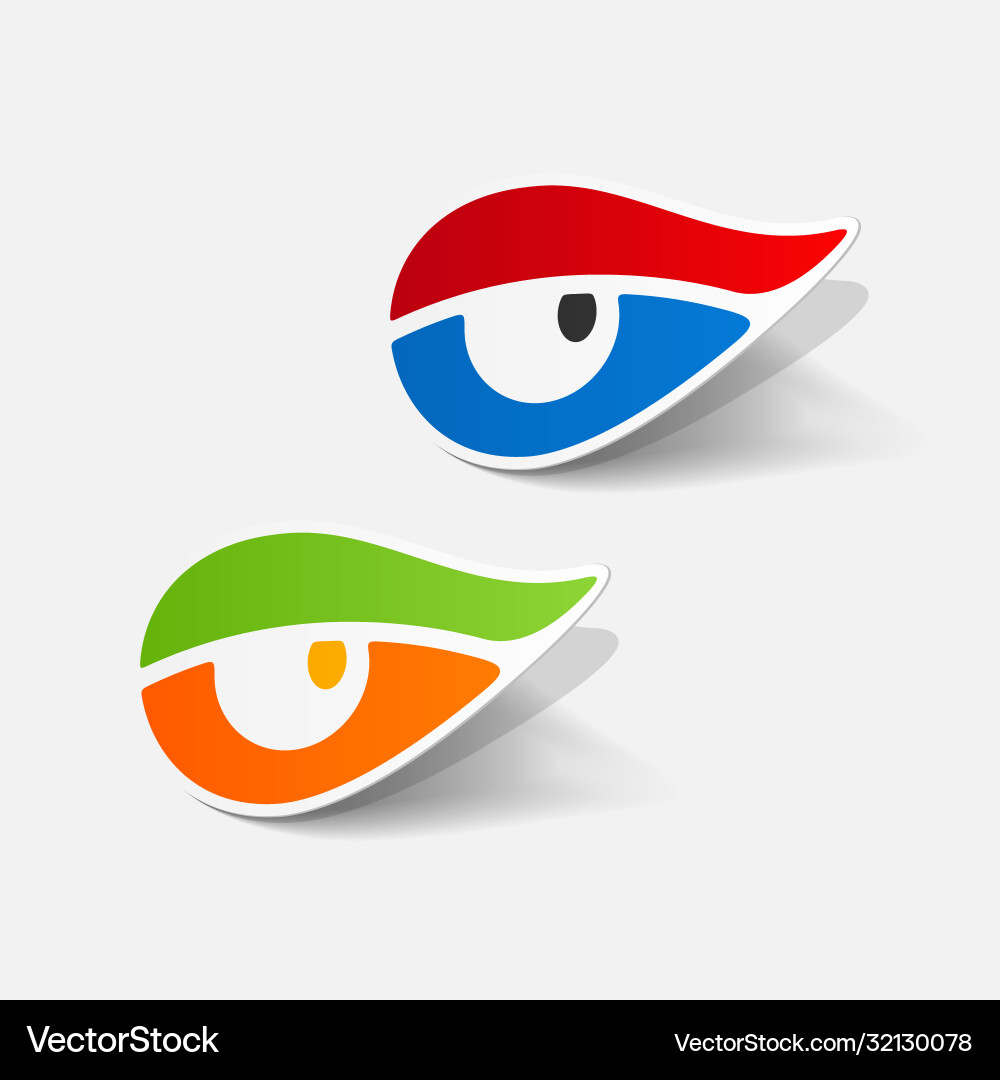 Realistic paper sticker eye Royalty Free Vector Image