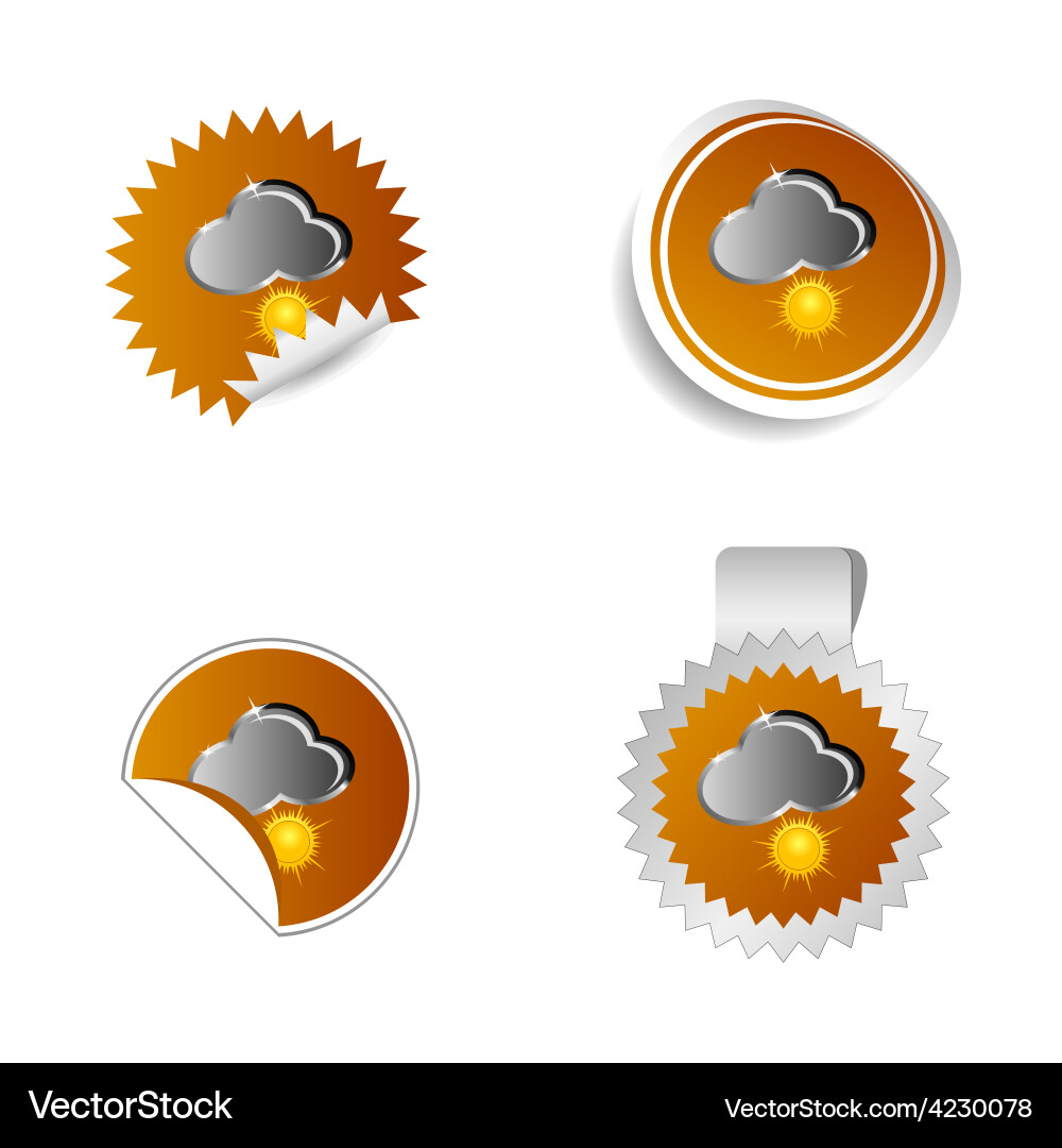 Sticker weather forecast cloud and sun Royalty Free Vector