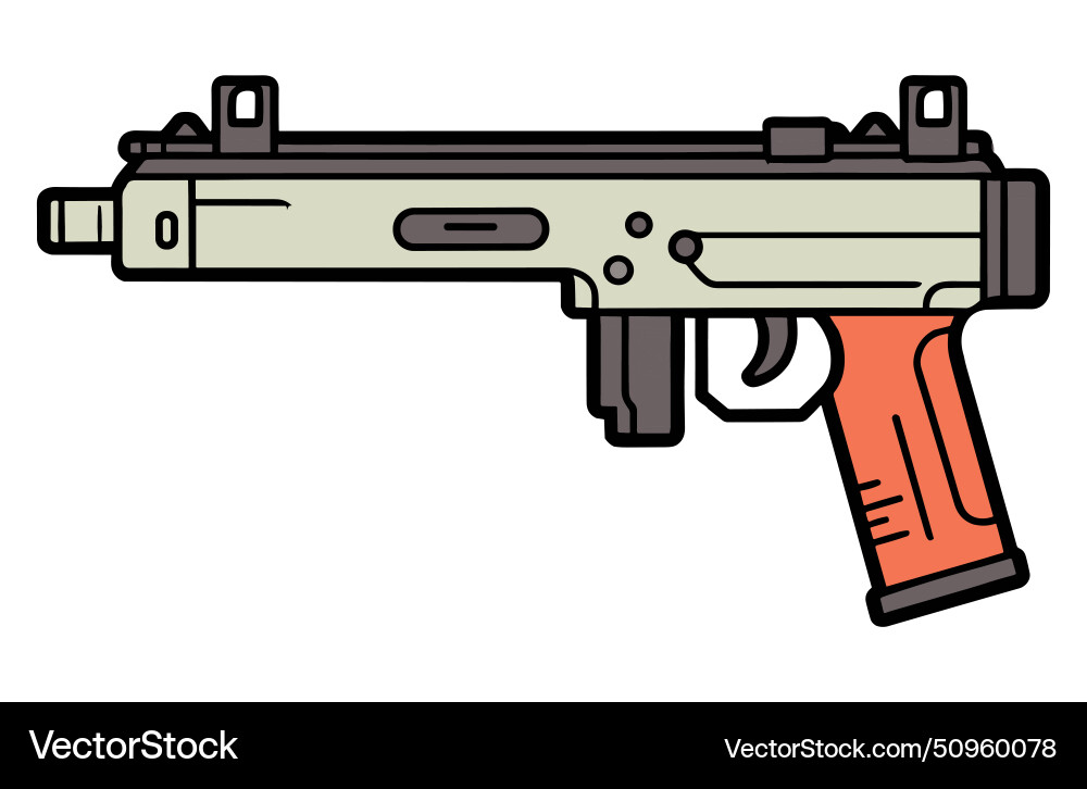 Submachine gun machine hand weapons Royalty Free Vector