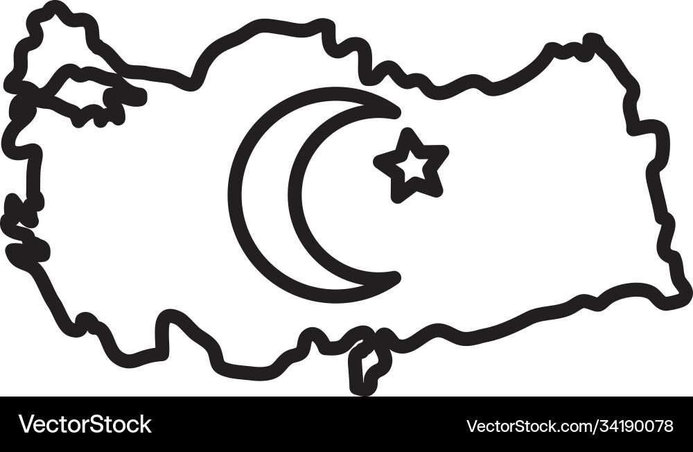 Turkey country map icon line style Royalty Free Vector Image