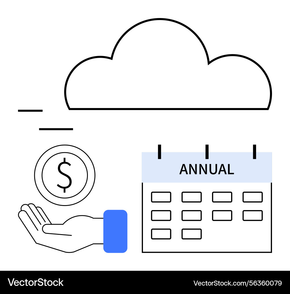 Cloud-based subscription model with hand Vector Image
