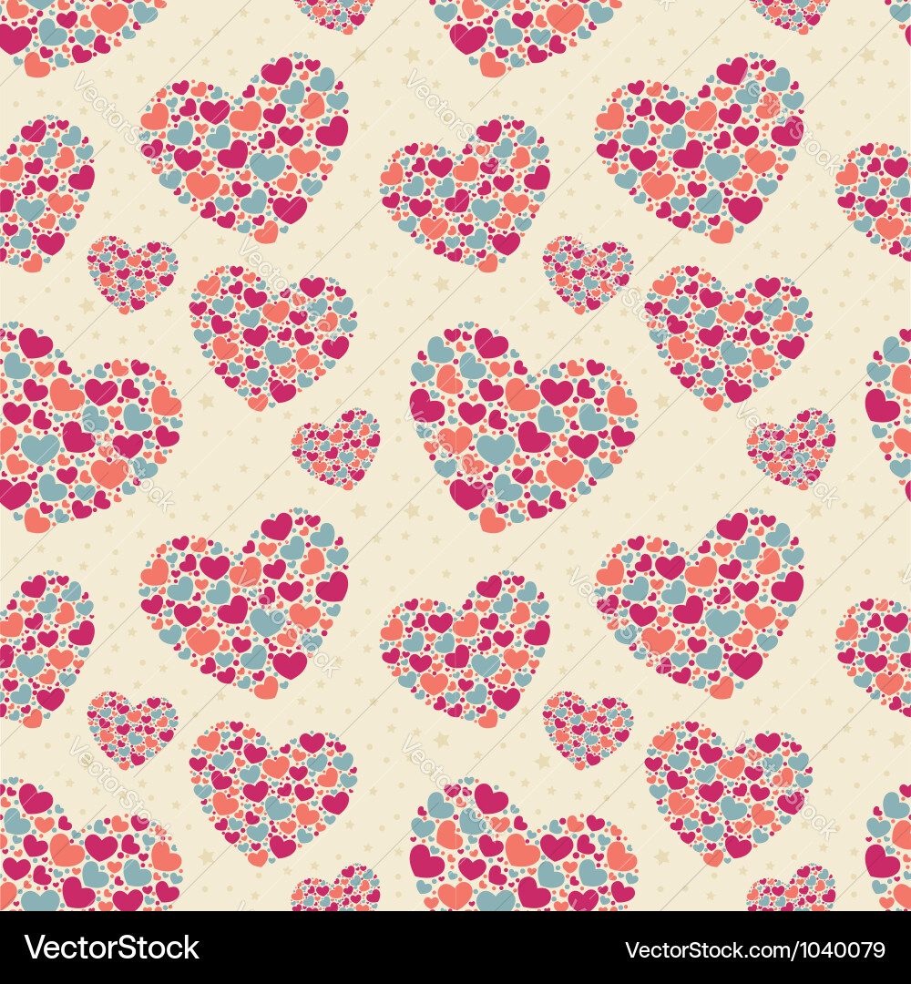 Colorful Heart Valentine Seamless Pattern Vector Image
