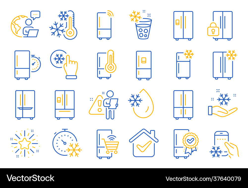 Fridge line icons refrigerator freezer storage Vector Image
