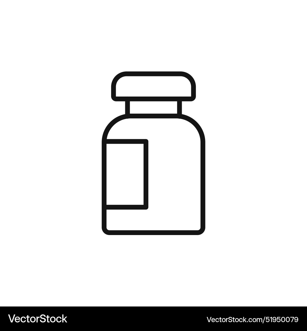 Injection vial logo sign outline Royalty Free Vector Image