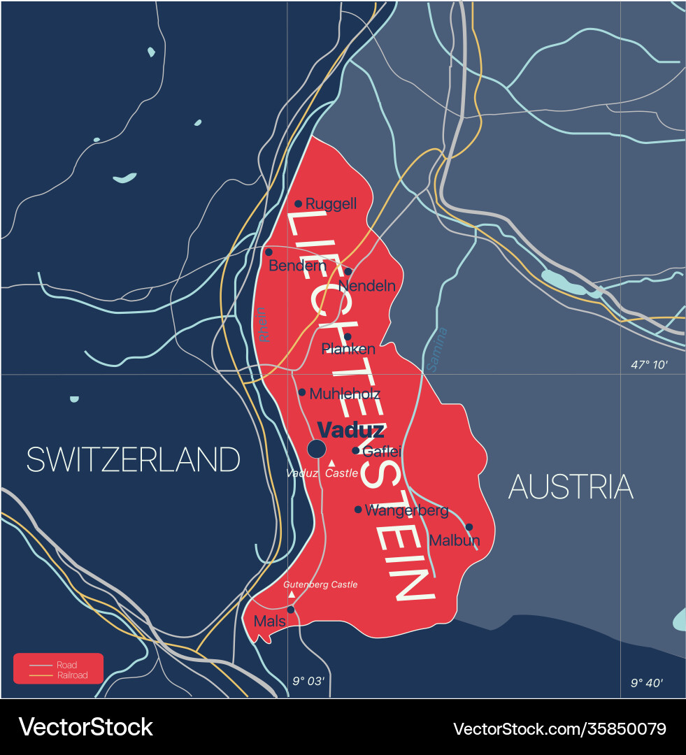 Liechtenstein country detailed editable map Vector Image