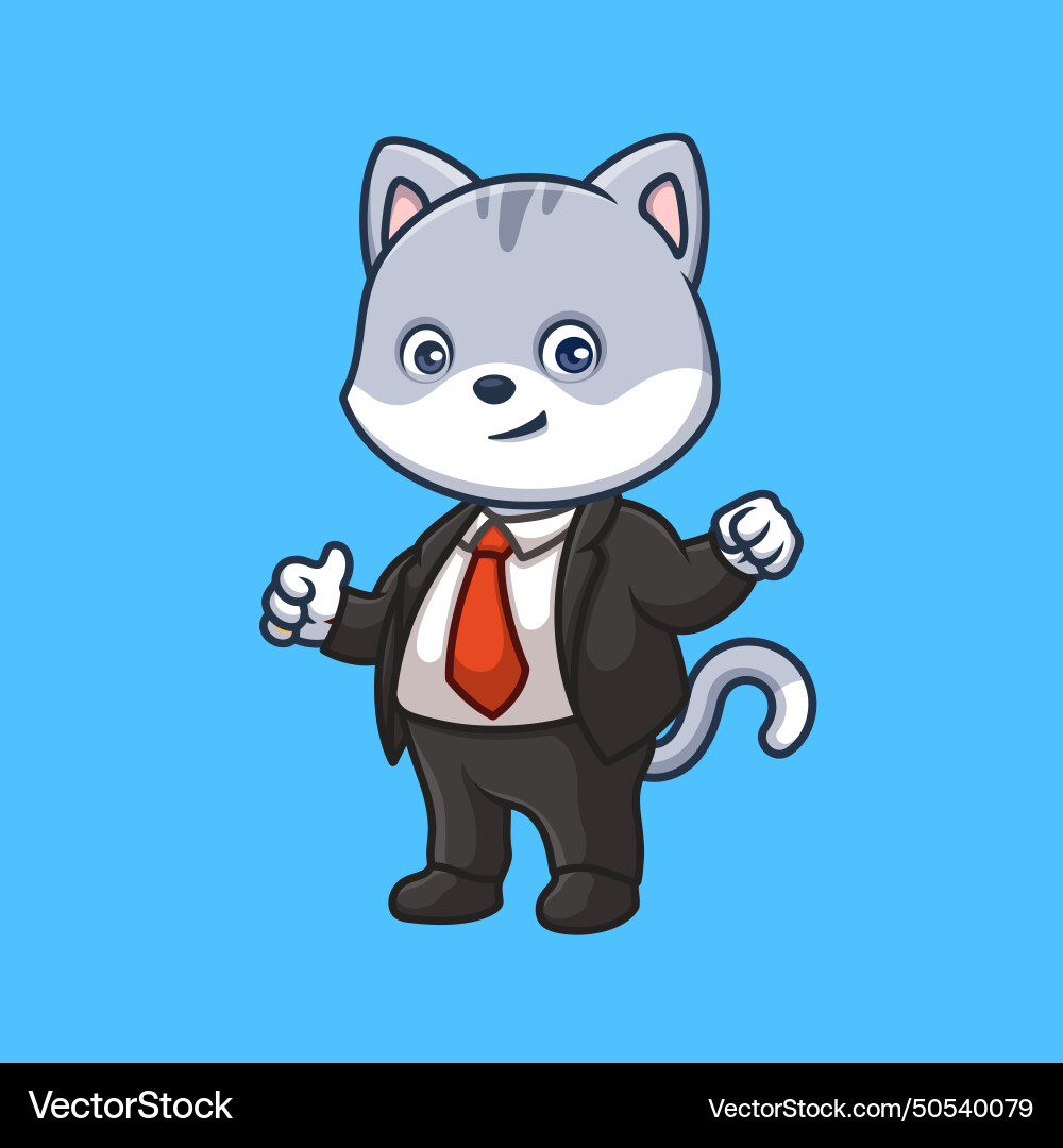 Manager grey cat cute cartoon Royalty Free Vector Image