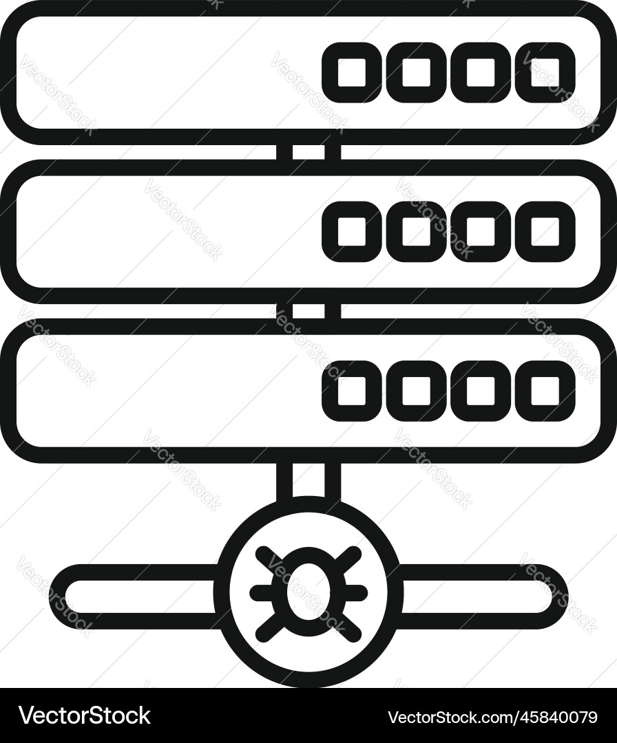 Server malware icon outline internet Royalty Free Vector