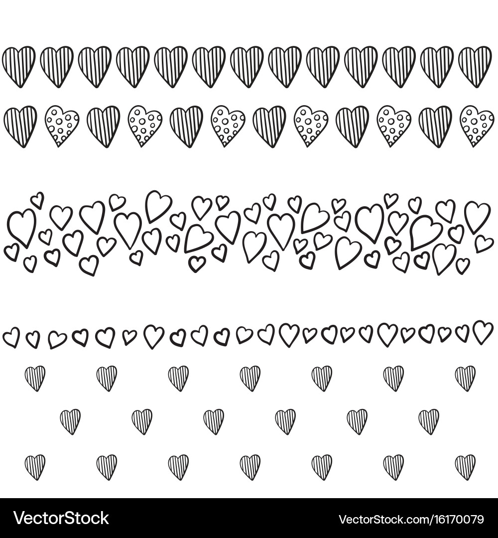 Set of borders with hearts Royalty Free Vector Image