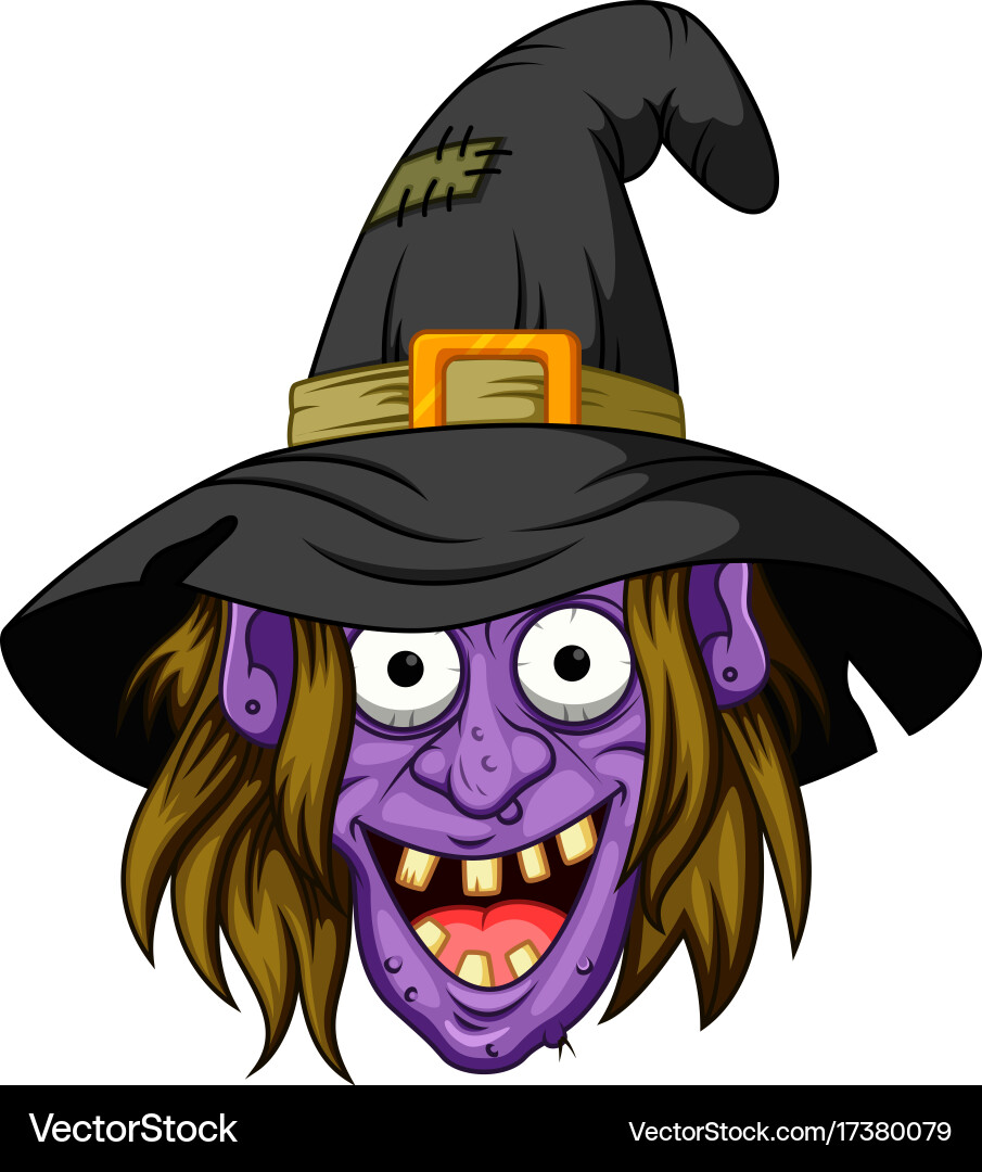 Witch head cartoon Royalty Free Vector Image - VectorStock
