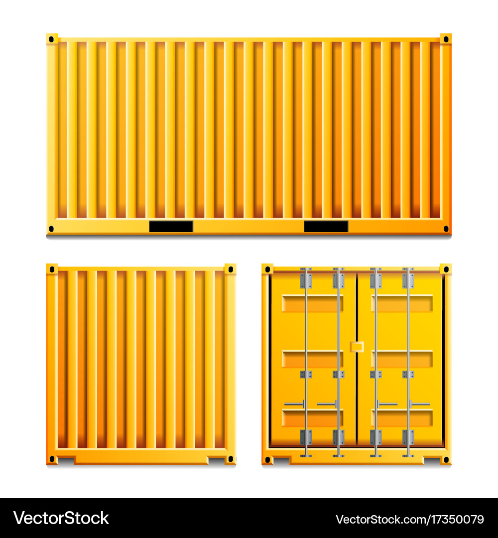 Yellow cargo container realistic metal Royalty Free Vector