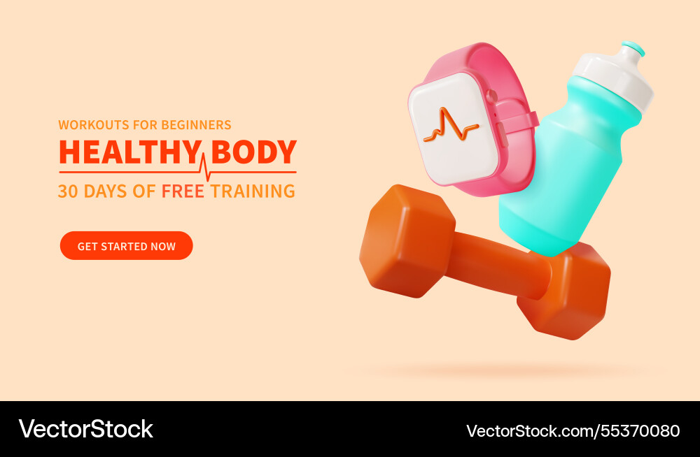3d workouts for beginners healthy body training Vector Image