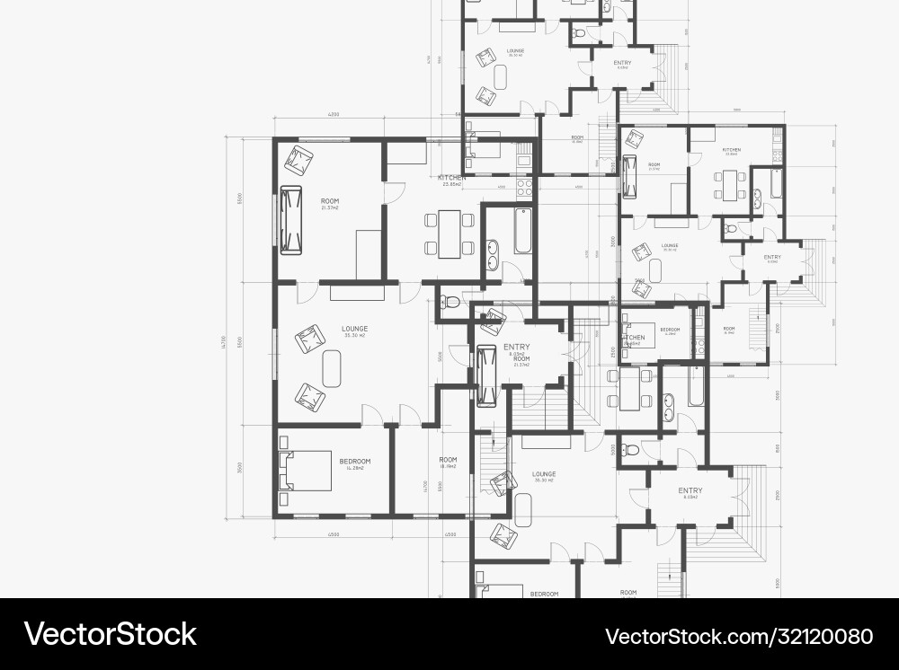 Architectural Blueprint - Building Plan Royalty Free Vector