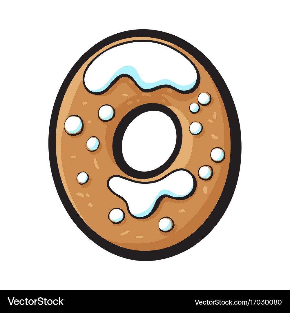 Christmas gingerbread cookie - zero 0 number Vector Image