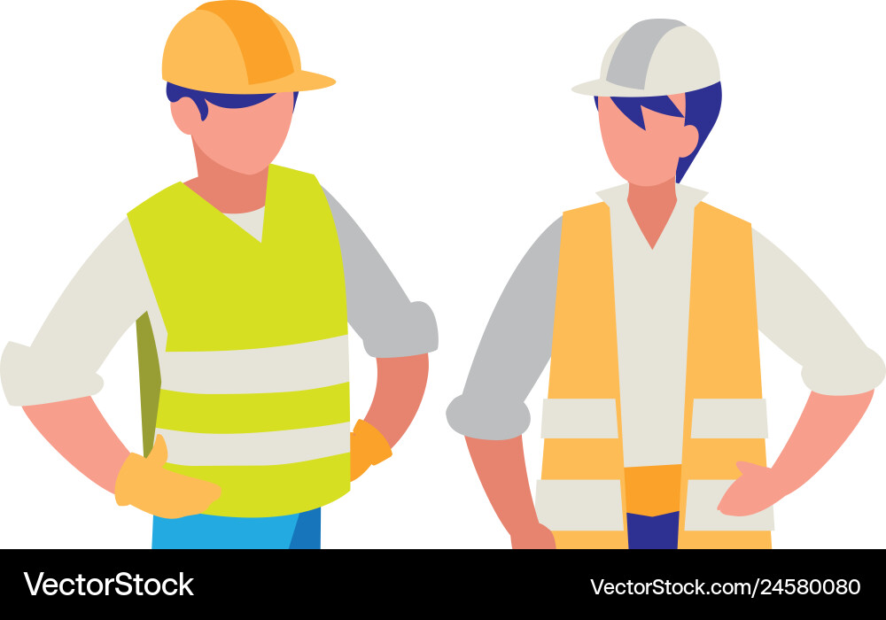 Couple of men builders working Royalty Free Vector Image
