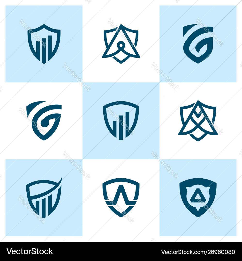 Creative shield logo and icon set Royalty Free Vector Image