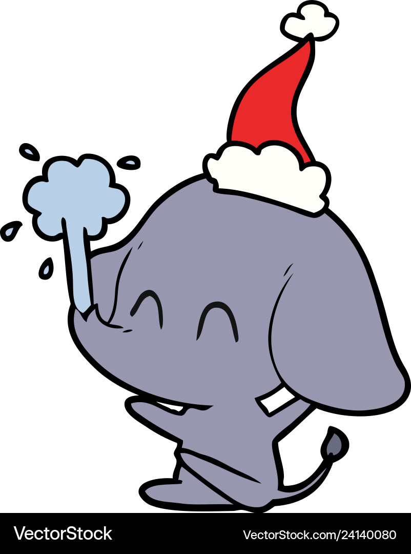 Cute line drawing of a elephant spouting water Vector Image