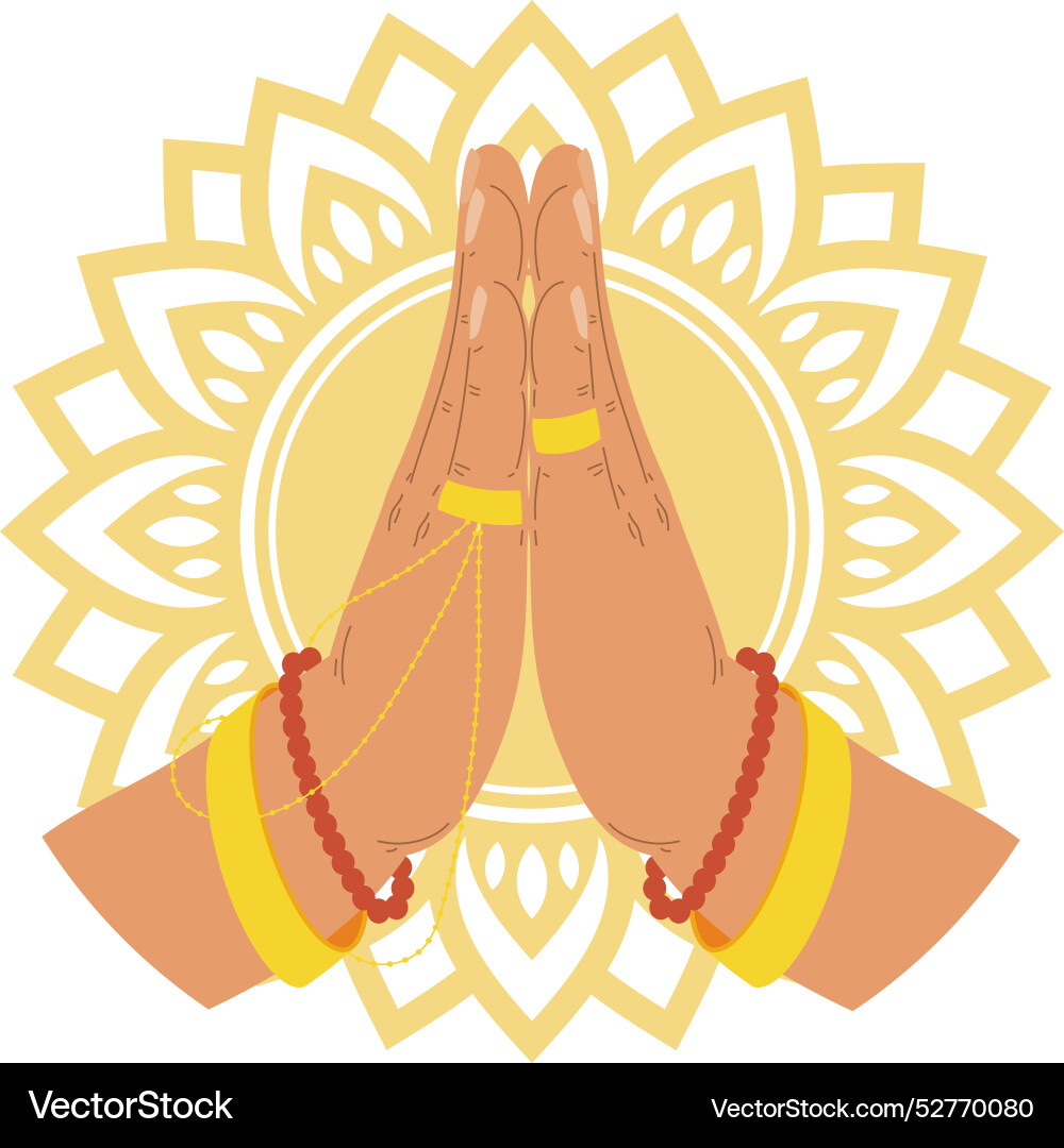 Hands making namaste greeting Royalty Free Vector Image