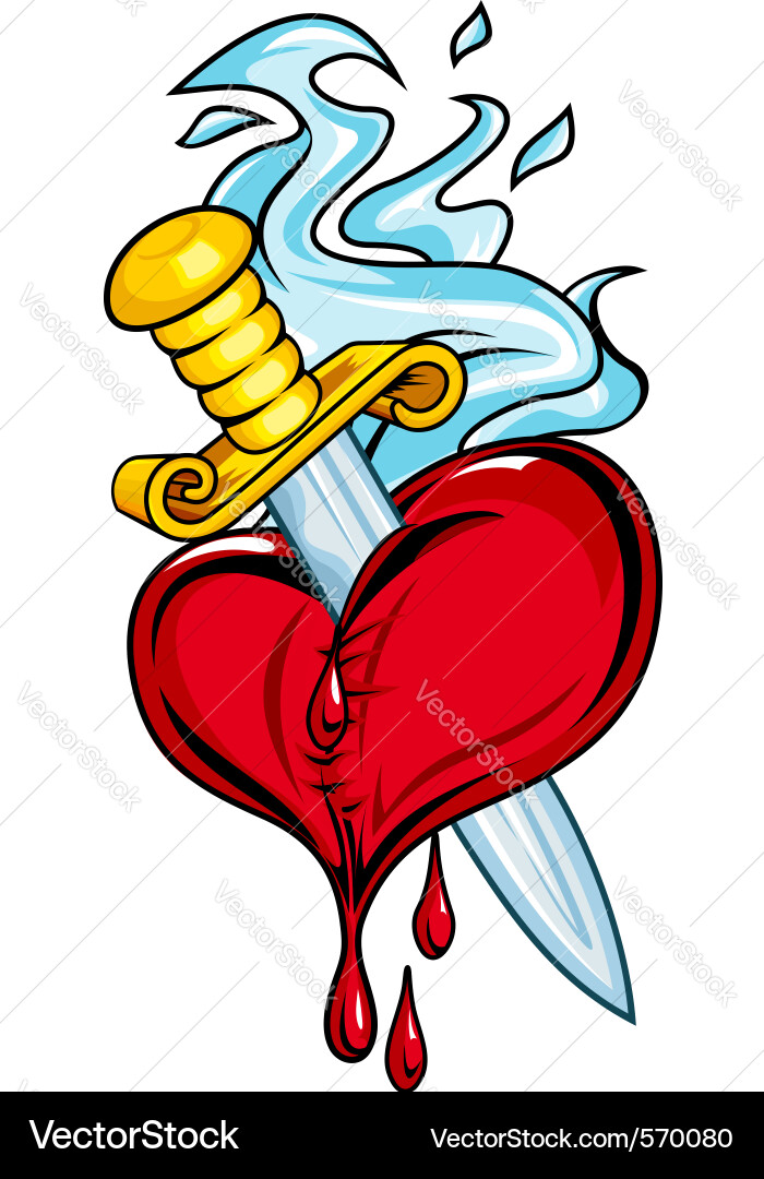Heart with dagger Royalty Free Vector Image - VectorStock