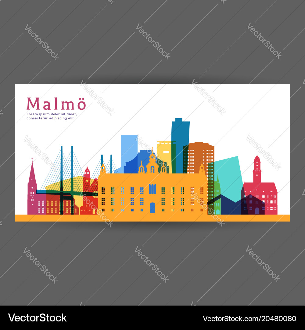 Malmo colorful architecture skyline Royalty Free Vector