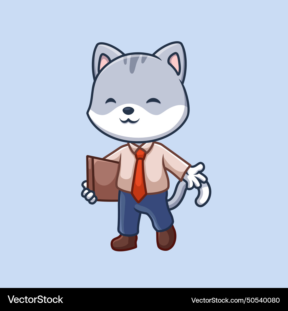Manager grey cat cute cartoon Royalty Free Vector Image