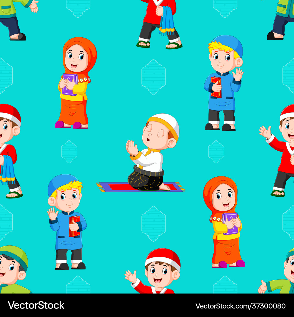Pattern children are praying Royalty Free Vector Image
