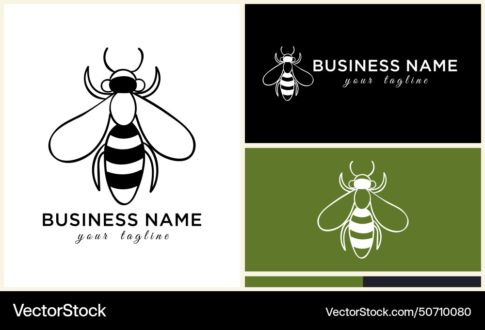 Silhouette bee logo template Royalty Free Vector Image