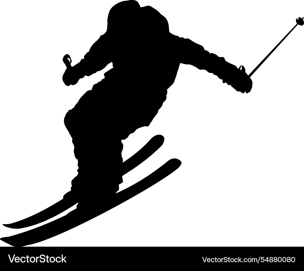 Silhouette of skier skiing Royalty Free Vector Image