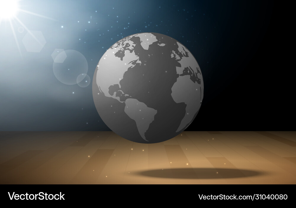 World map whit spotlight on stage Royalty Free Vector Image