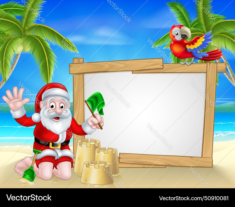 Beach christmas santa Royalty Free Vector Image