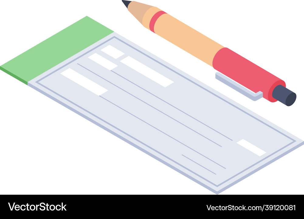 Cheque book Royalty Free Vector Image - VectorStock