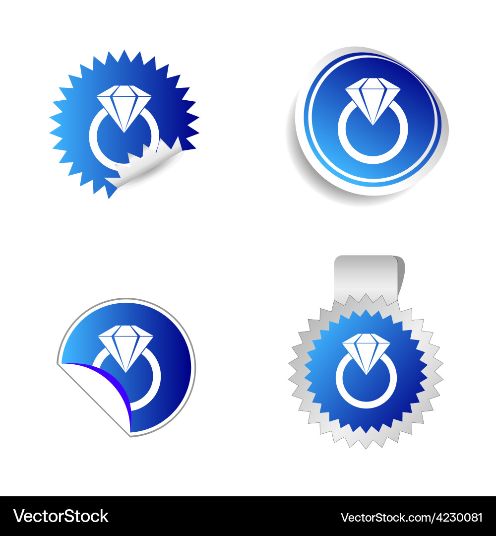 Diamond sticker blue Royalty Free Vector Image