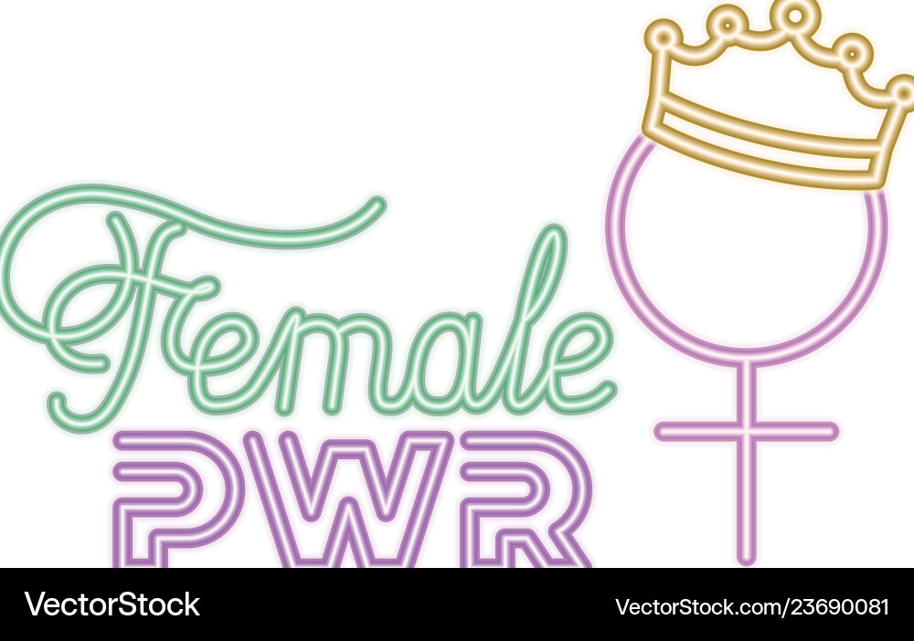 Female power label isolated icon Royalty Free Vector Image