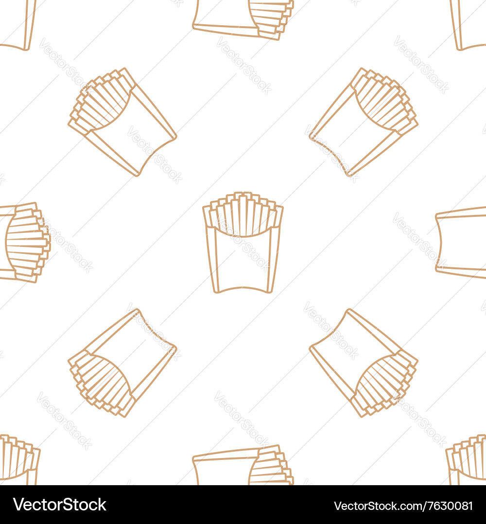French fries outline seamless pattern Royalty Free Vector