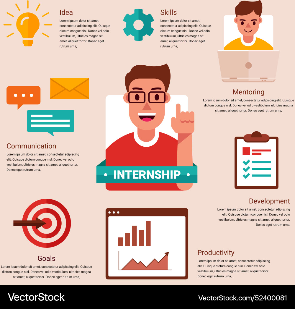 Internship job training infographic Royalty Free Vector
