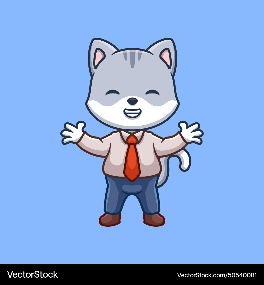Manager grey cat cute cartoon Royalty Free Vector Image