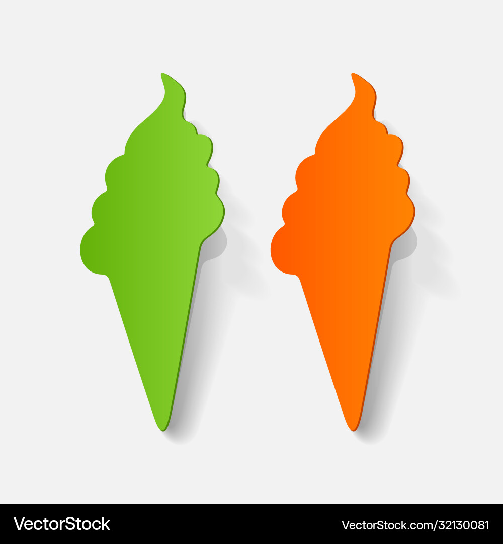 Realistic paper sticker ice cream Royalty Free Vector Image