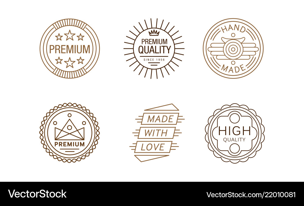 Set of creative linear label for handmade Vector Image