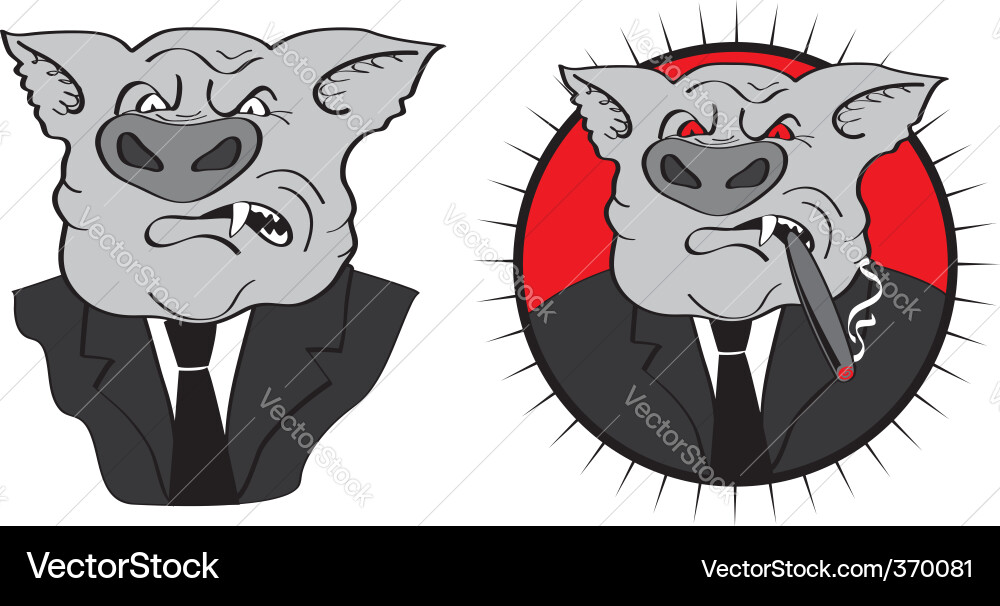 Stern Pig Character Royalty Free Vector Image - VectorStock