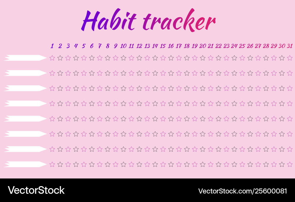 Tracker habits for one month 8 pink Royalty Free Vector