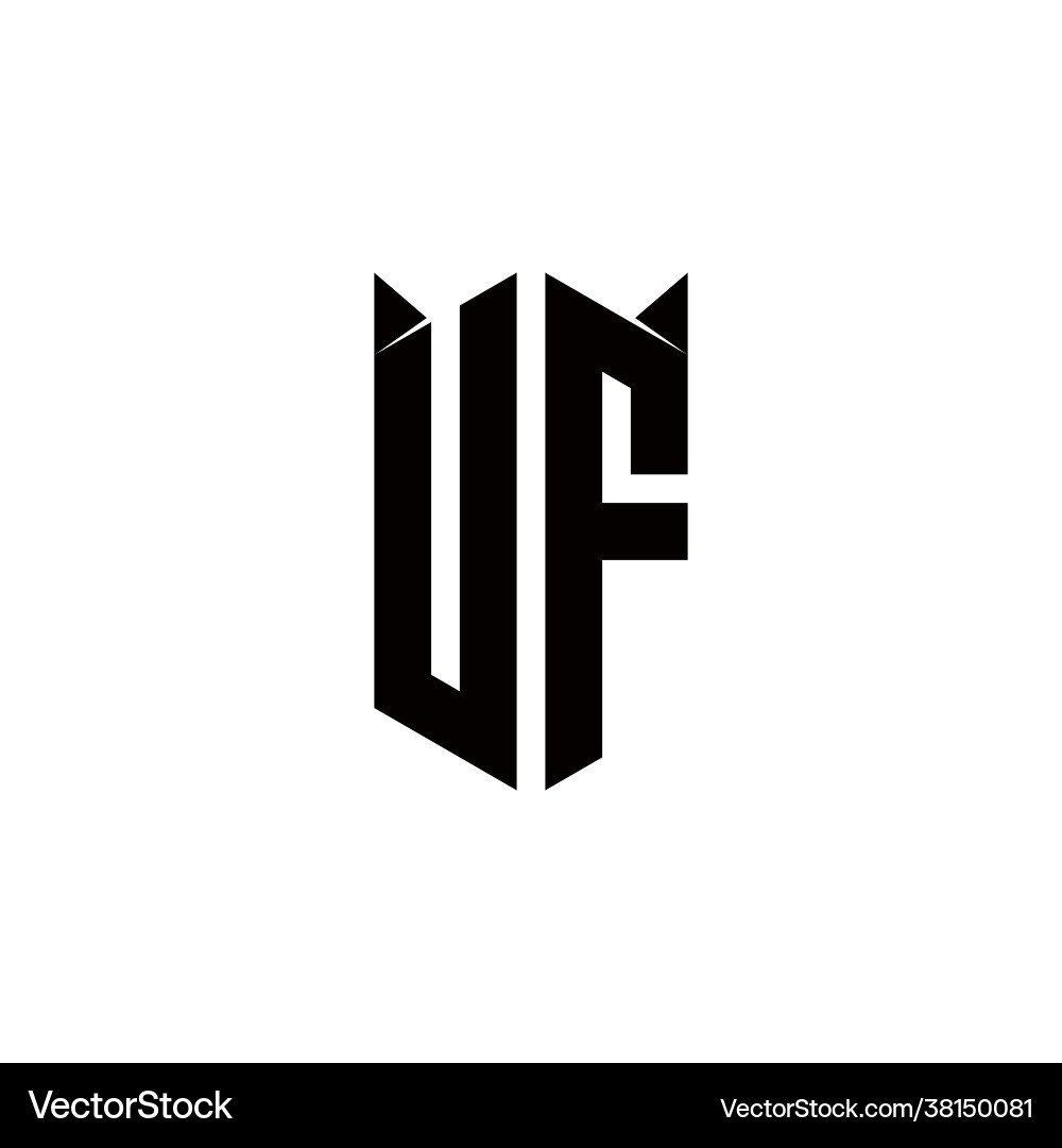 Uf logo monogram with shield shape designs Vector Image