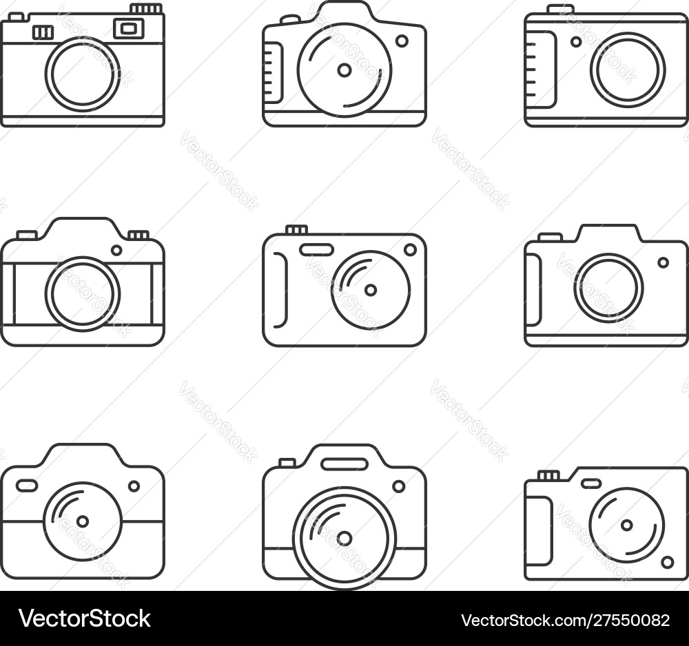Camera line icons Royalty Free Vector Image - VectorStock