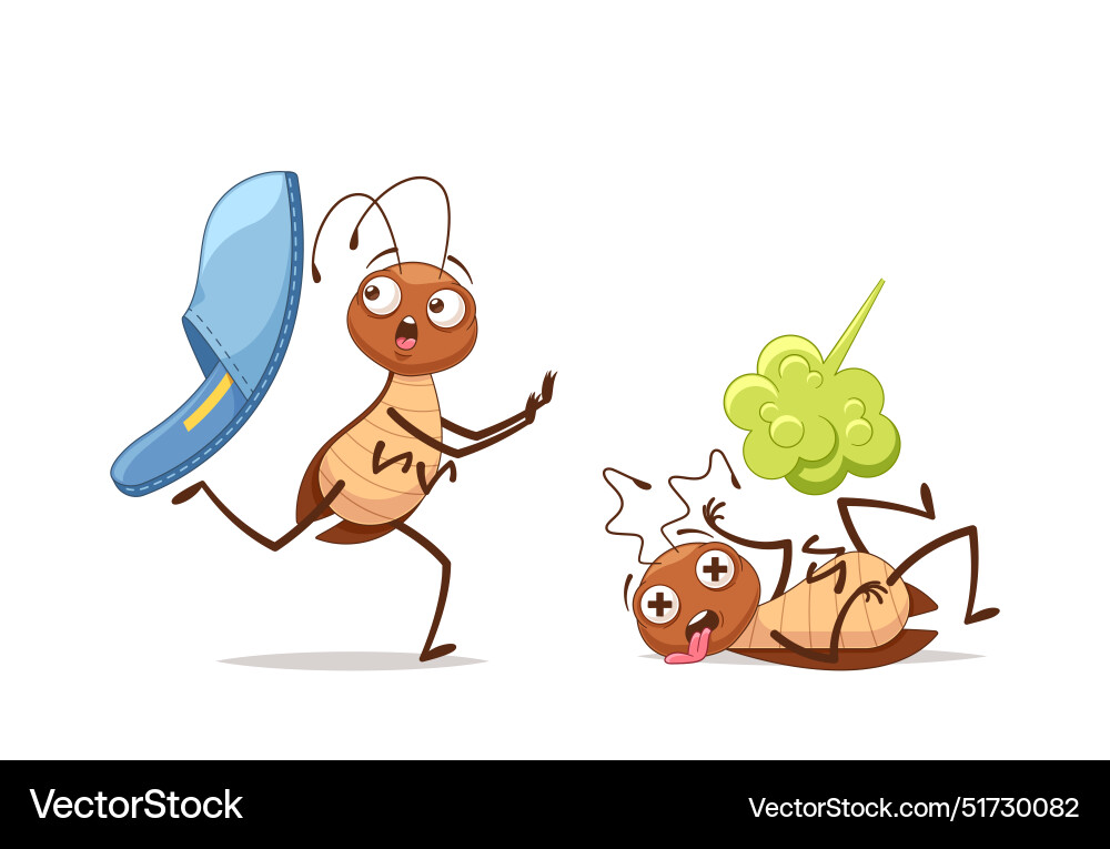 Cartoon cockroaches one escaping Royalty Free Vector Image