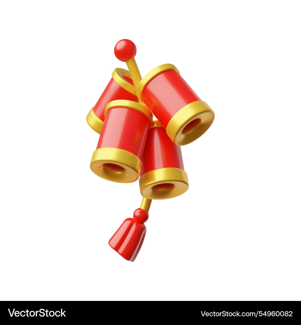 Chinese red firecrackers hanging on a rope Vector Image