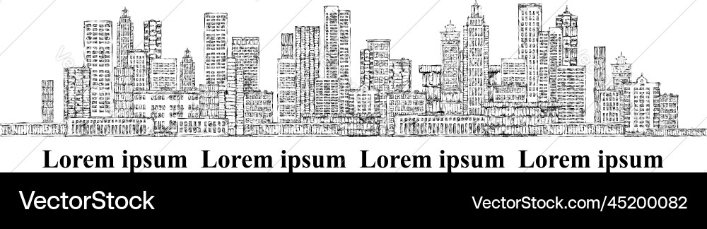 City background hand drawn Royalty Free Vector Image