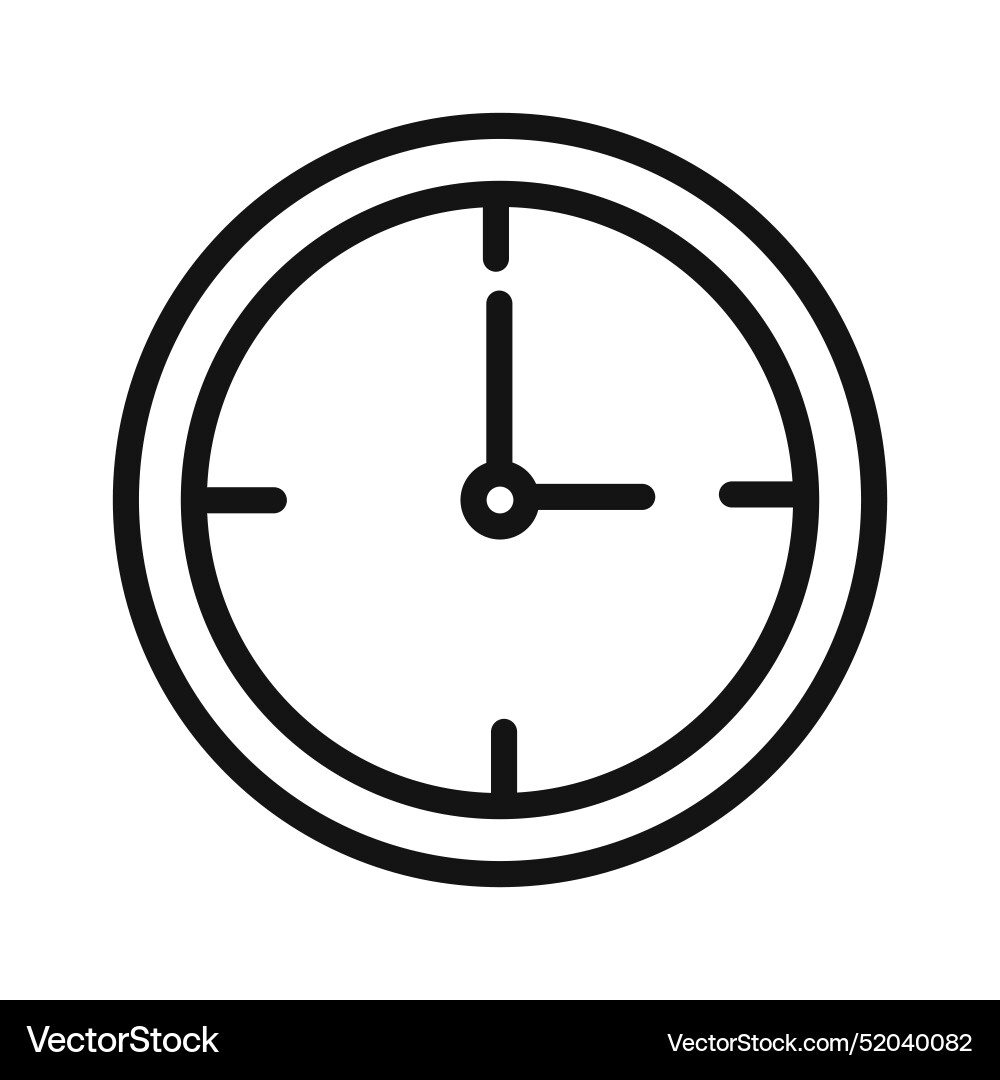 Clock time icon black and white sign Royalty Free Vector
