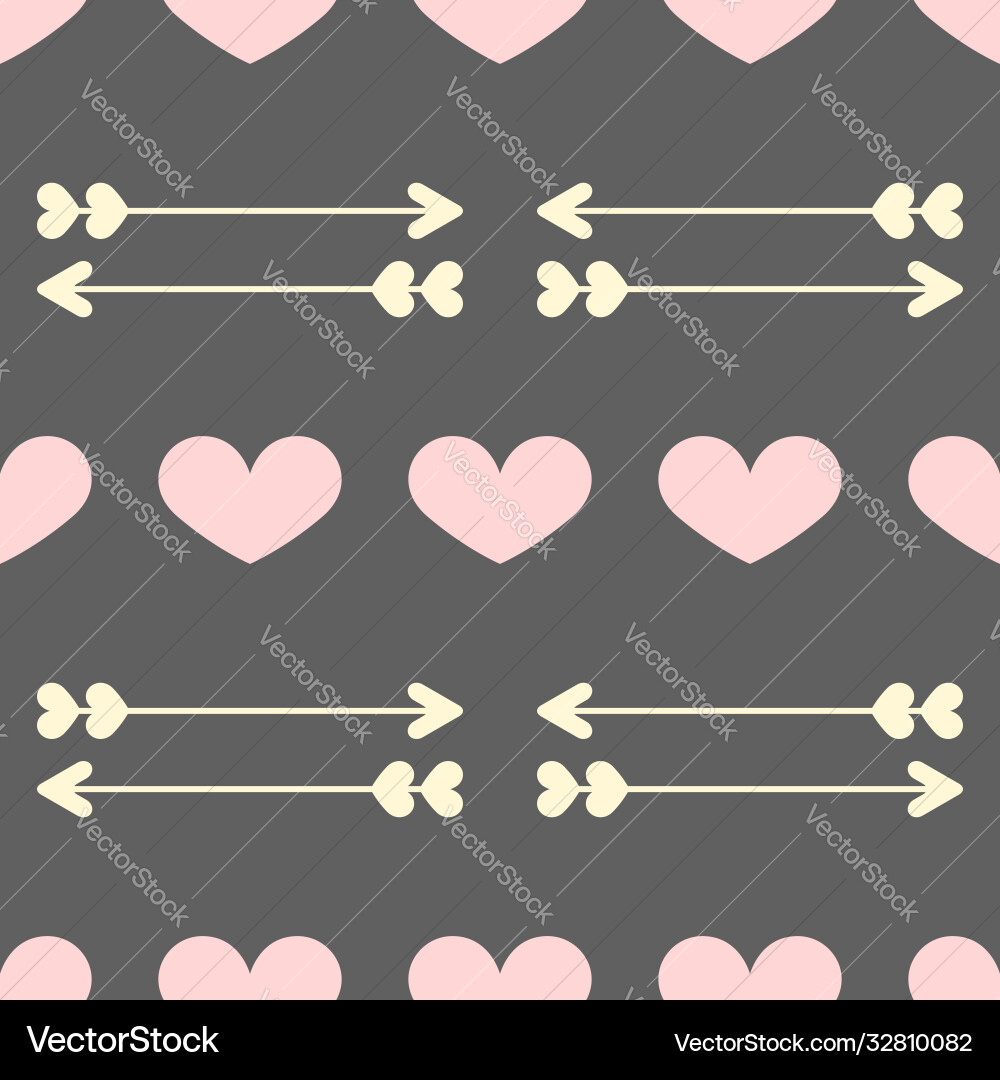 Cute seamless pattern with hearts and arrows Vector Image