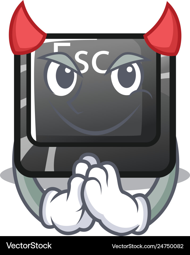 Devil esc button attached to cartoon keyboard Vector Image