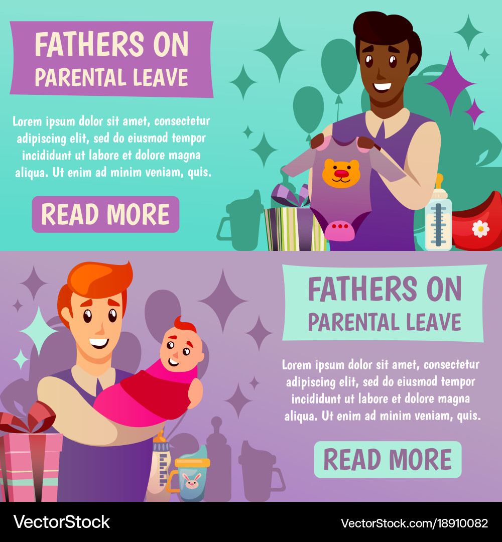 Fathers parental leave orthogonal banners Vector Image